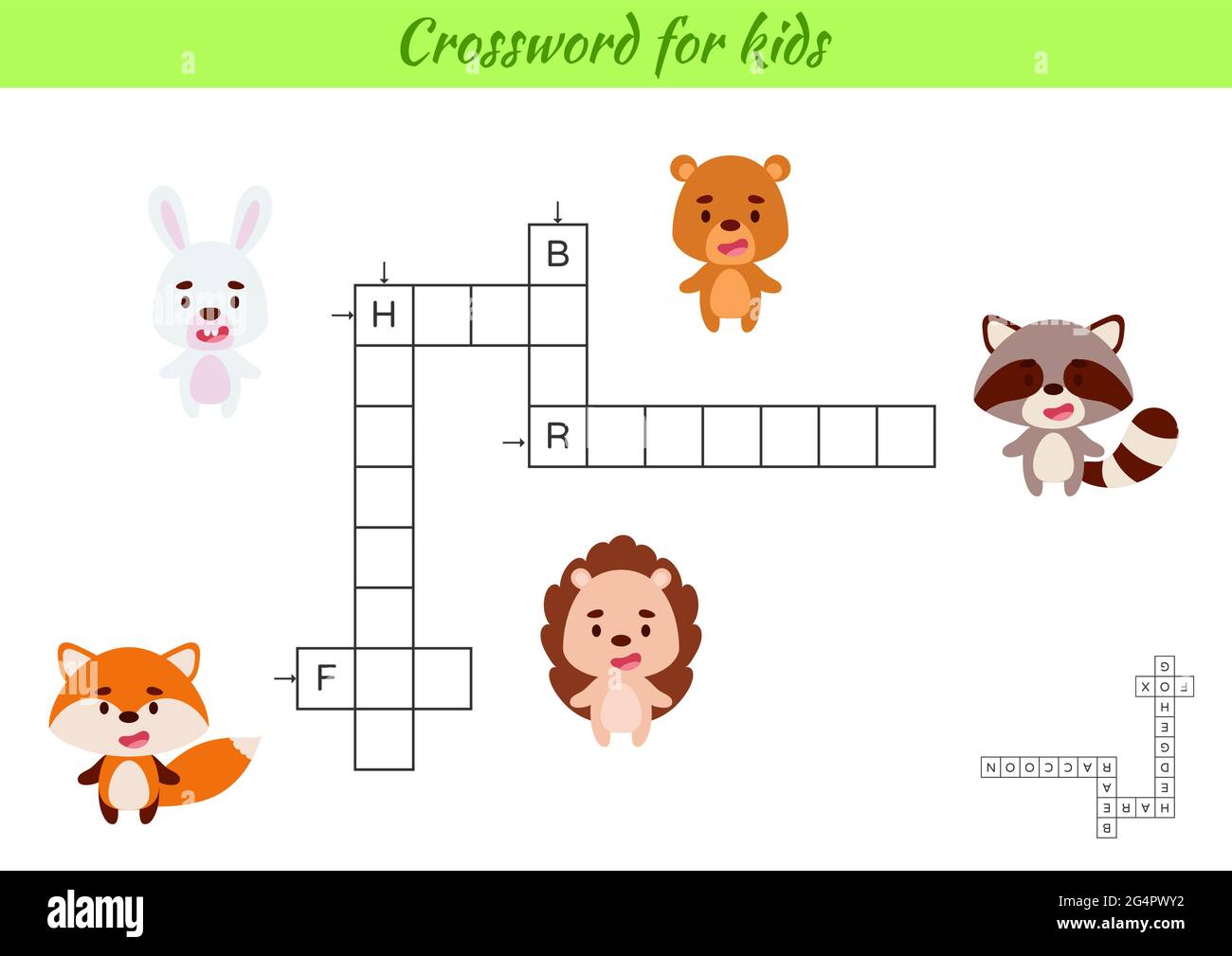 Crossword Puzzle For Kids Animals