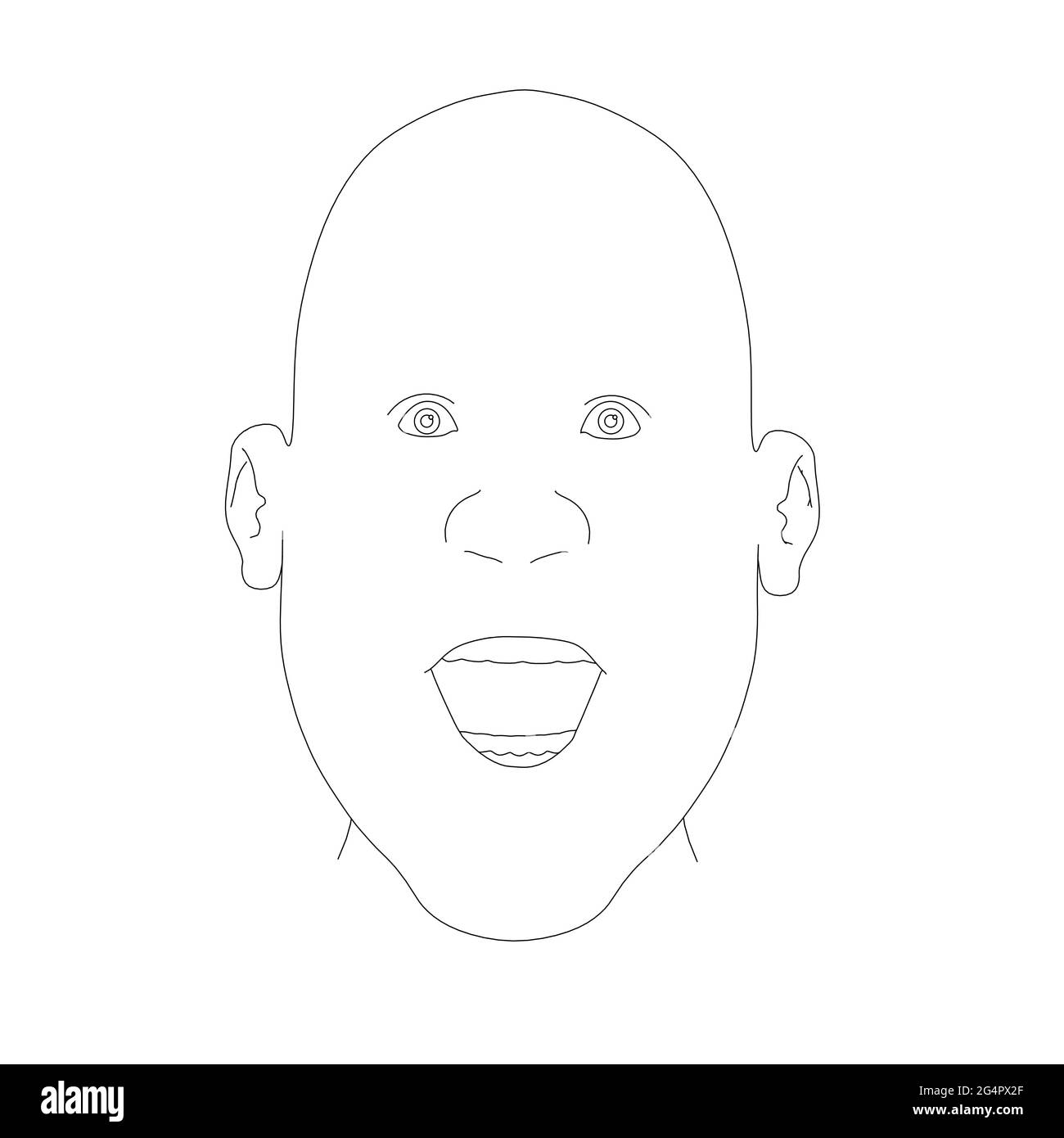 The contour of the face of a smiling man isolated on a white background ...