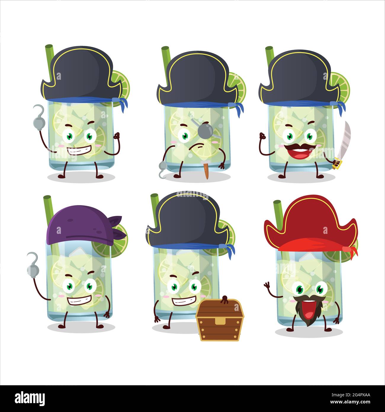 Cartoon character of guaro with various pirates emoticons. Vector ...