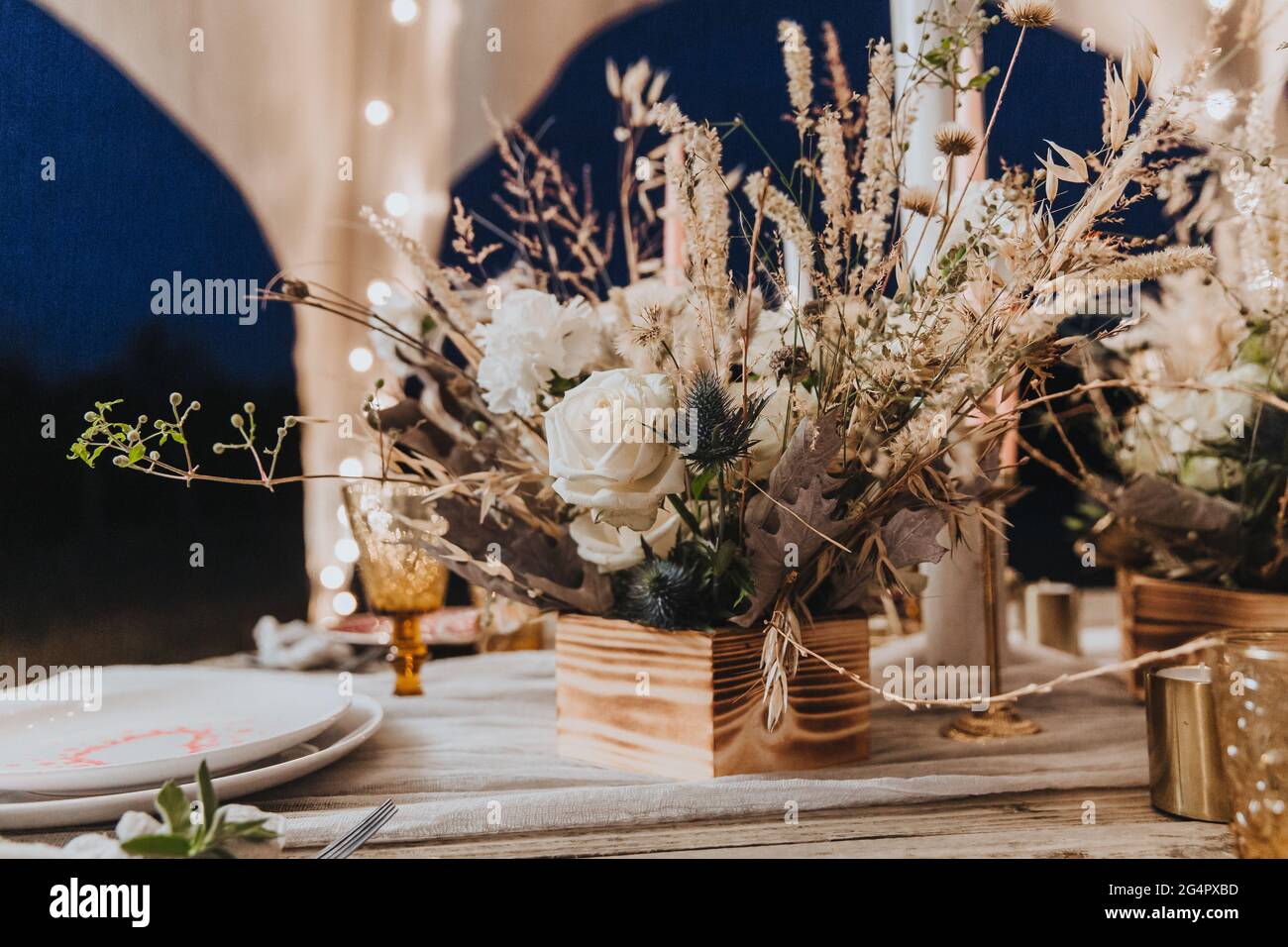 Bouquet of flowers in boho style, decorate the festive table, dried ...