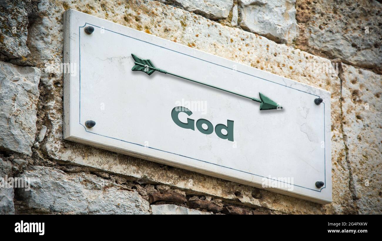 Street Sign the Direction Way to God Stock Photo - Alamy