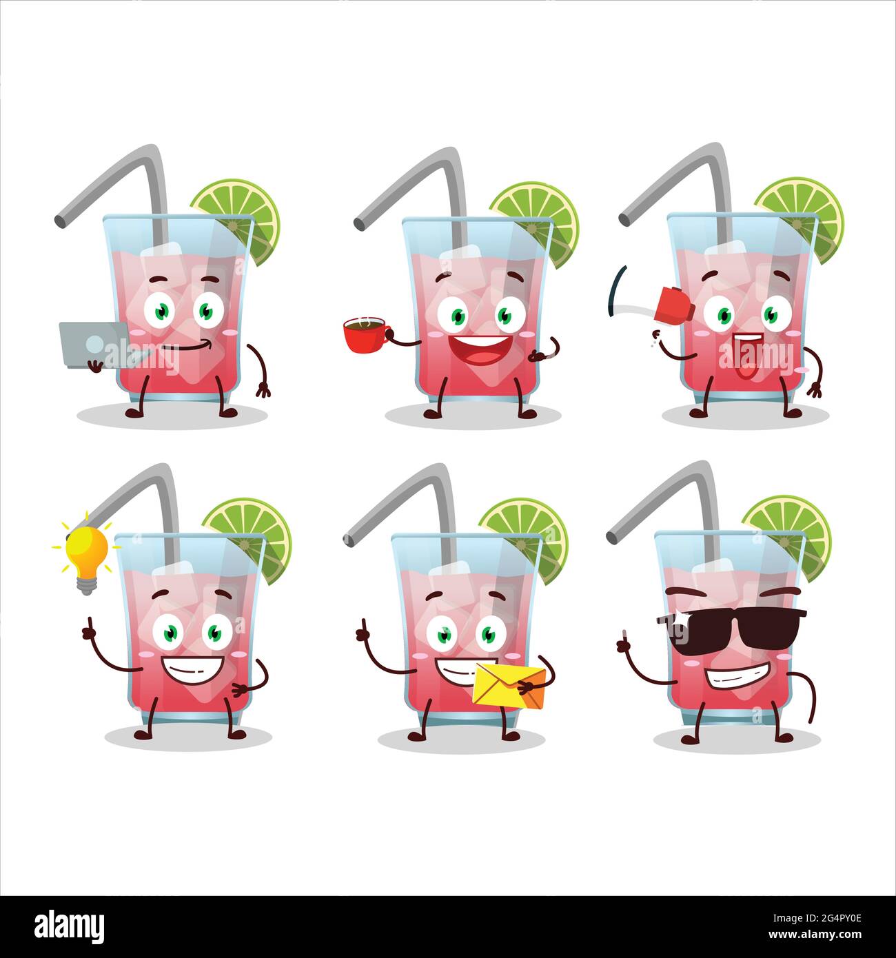 Hawaiian sea breeze cartoon character with various types of business ...