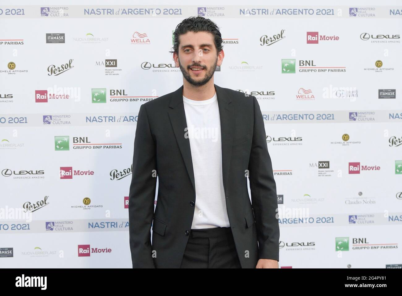 Pietro Castellitto attends I Natsri D'Argento 2021 blu carpet at Maxxi Museum. (Photo by Mario ...