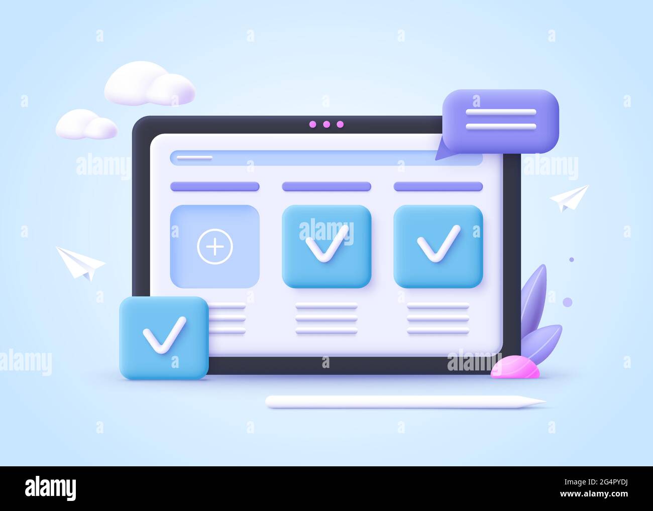 Business graphics tasks scheduling concept. 3d realistic vector ...