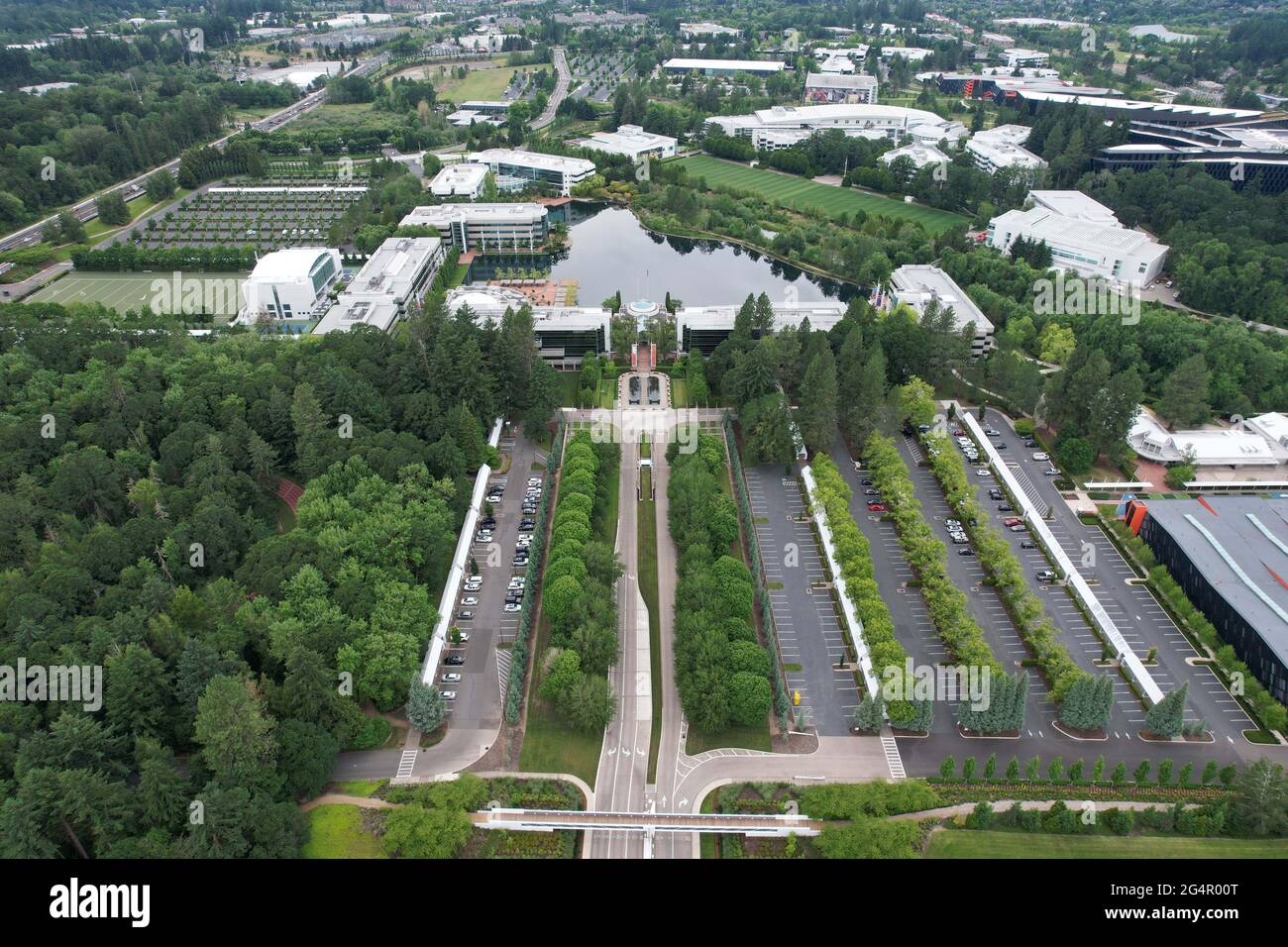 An aerial view of the Nike World Headquarters, Tuesday, June 22, 2021 ...