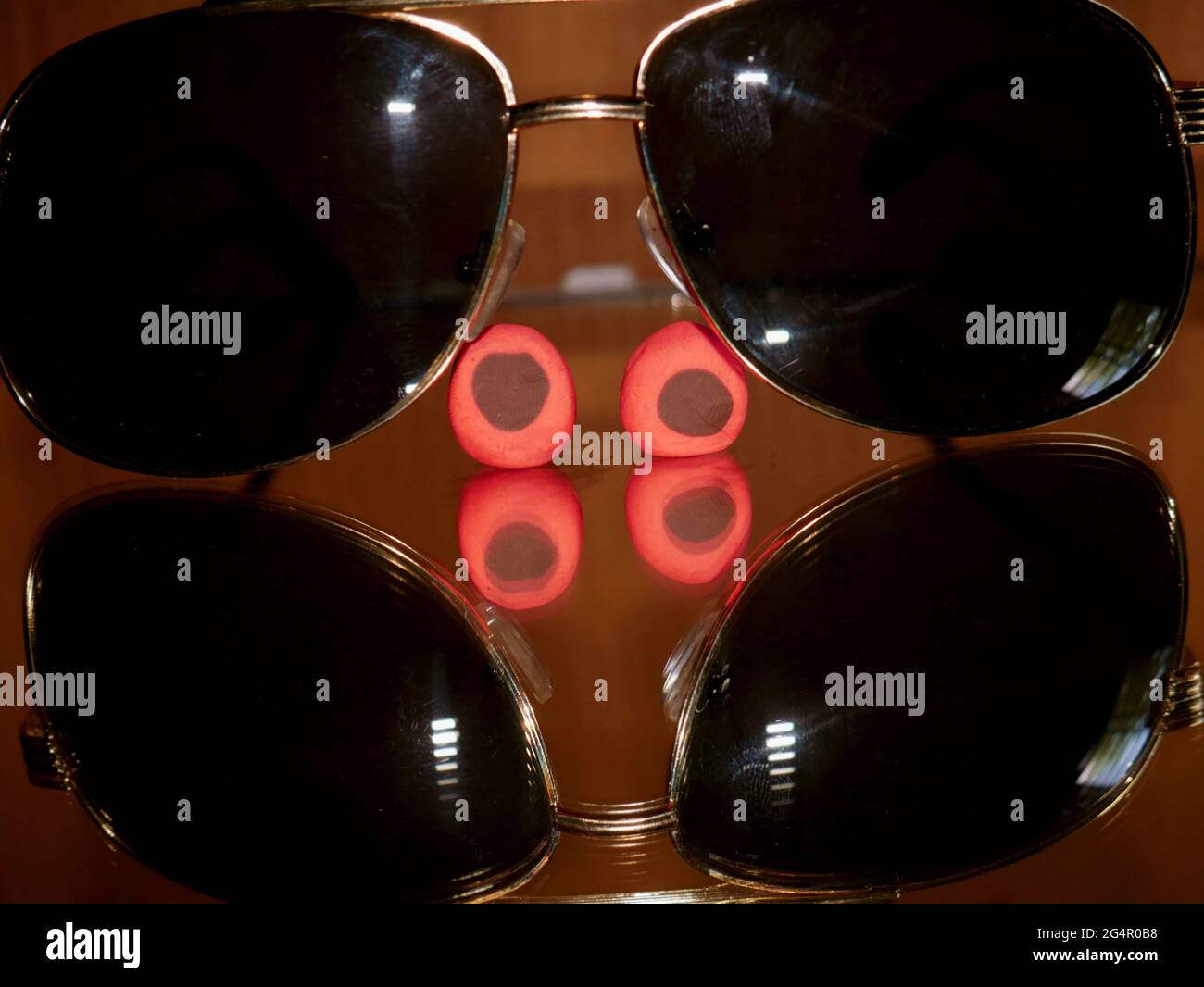 Cartoon eyes presented with sunglasses glass reflection image Stock ...