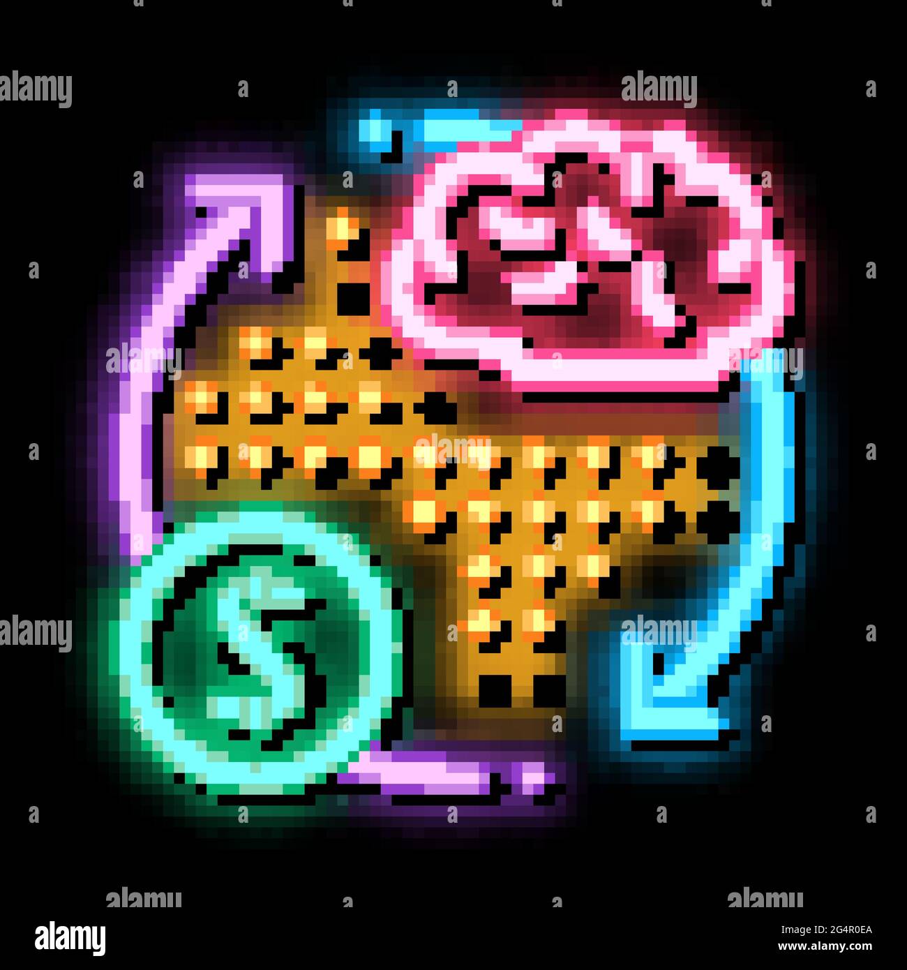 brain cycle and money neon glow icon illustration Stock Vector Image ...
