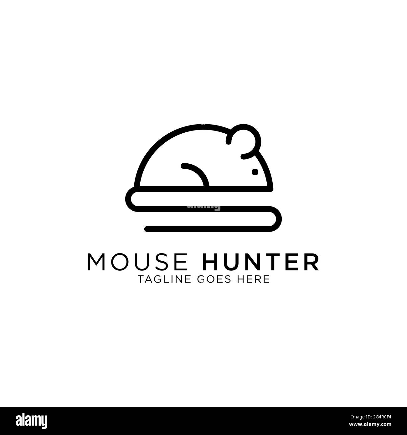 mouse hunter line art logo design vector, best for pet or animal logo ...