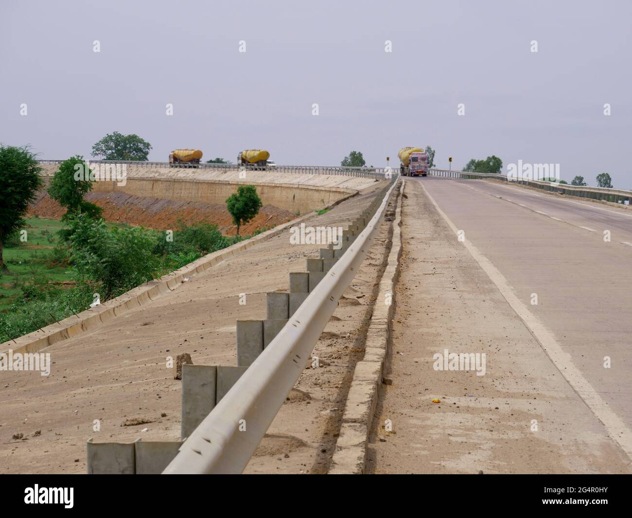 Transportation bridge construction side frame shot on road Stock Photo ...