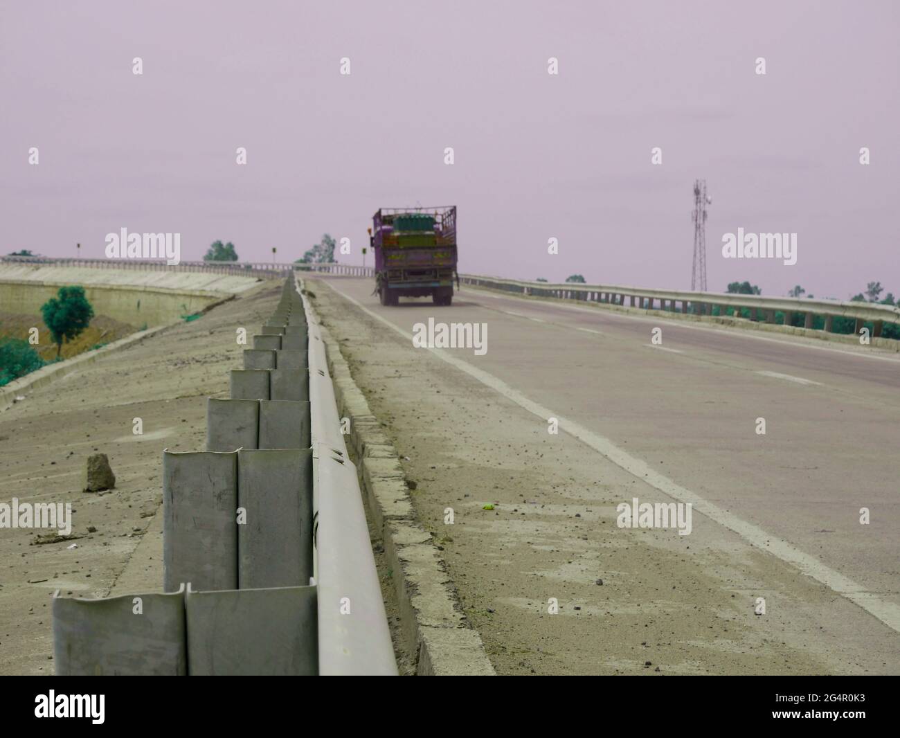 Transportation bridge construction side frame shot on road Stock Photo ...