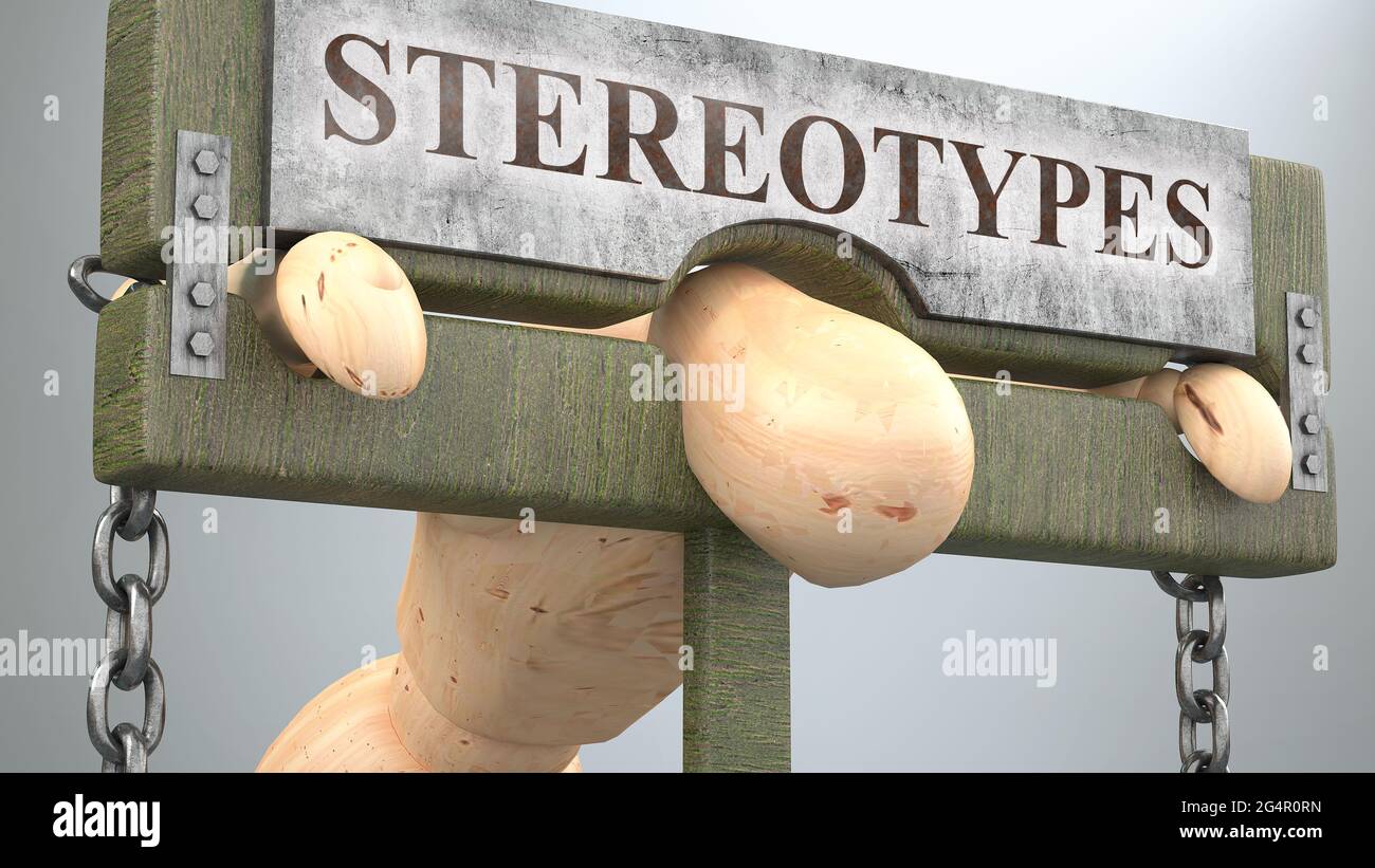 Stereotypes that affect and destroy human life - symbolized by a figure ...