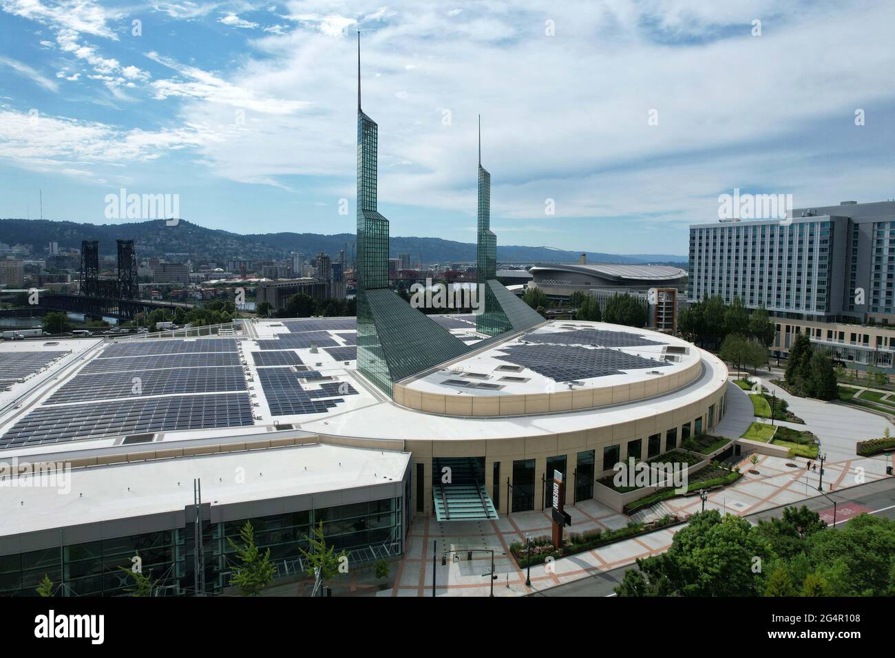 An aerial view of the Oregon Convention Center, Tuesday, June 22, 2021 ...
