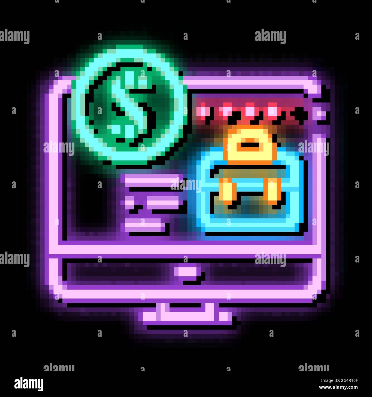 computer paid work neon glow icon illustration Stock Vector Image & Art ...