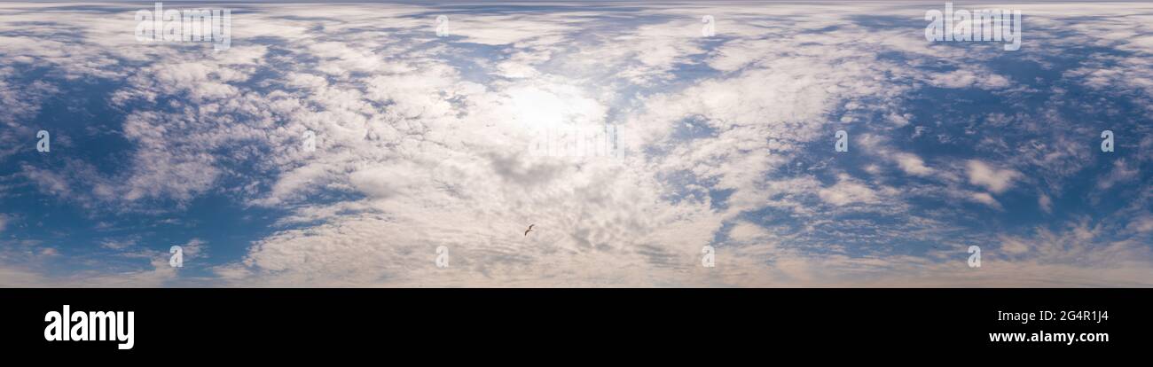 Blue sky panorama with Cumulus clouds. Seamless hdr 360 degree pano in ...