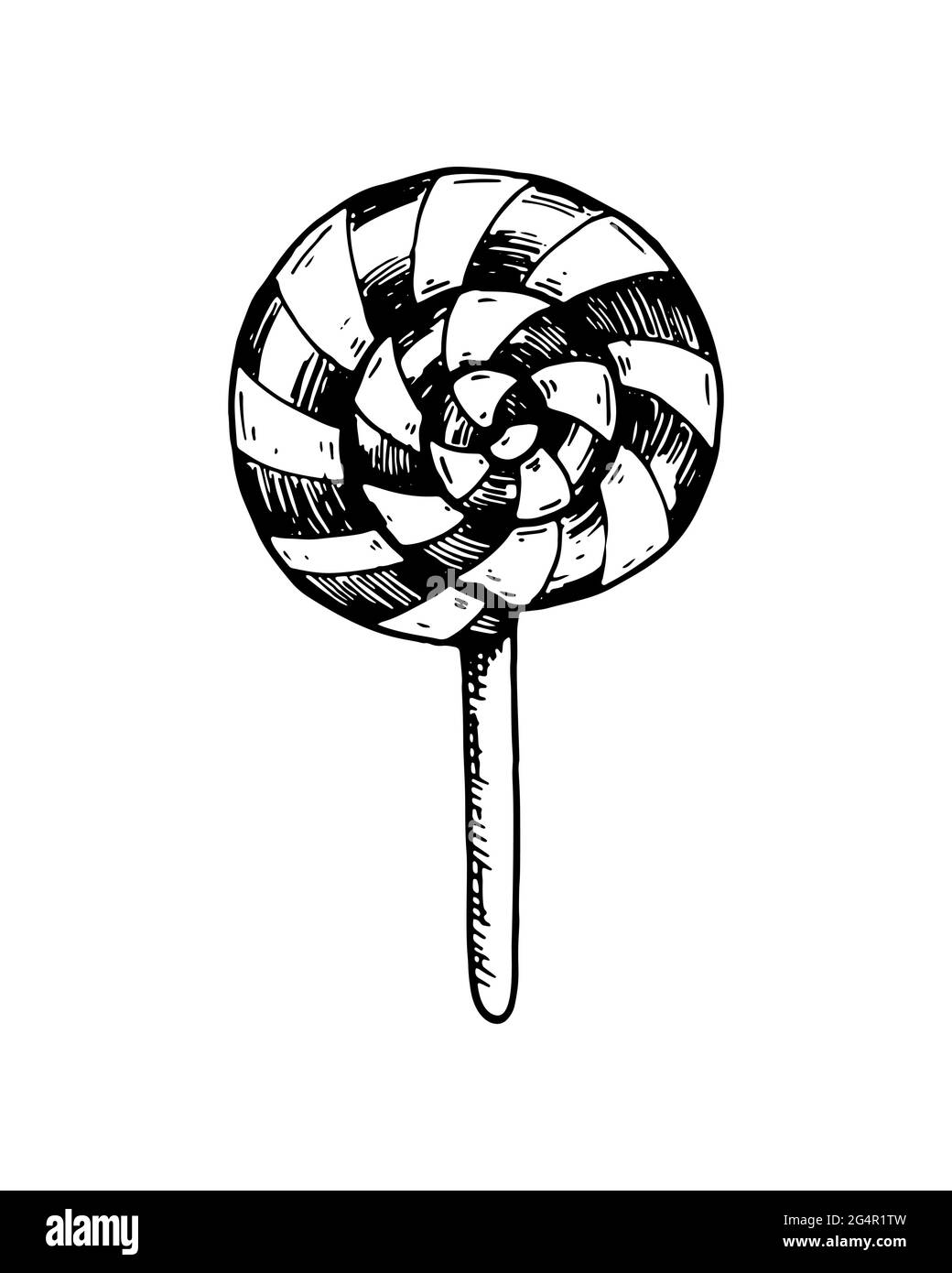 Hand drawn round lollipop isolated on white. Vector illustration in ...