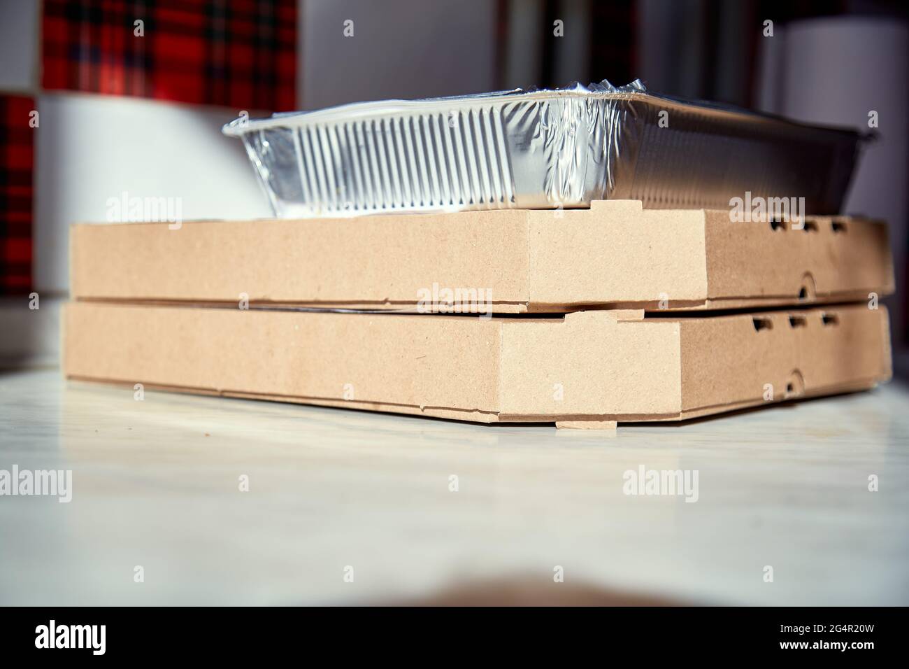 Food cartboxes. Home delivery during the coronavirus epidemic. High ...