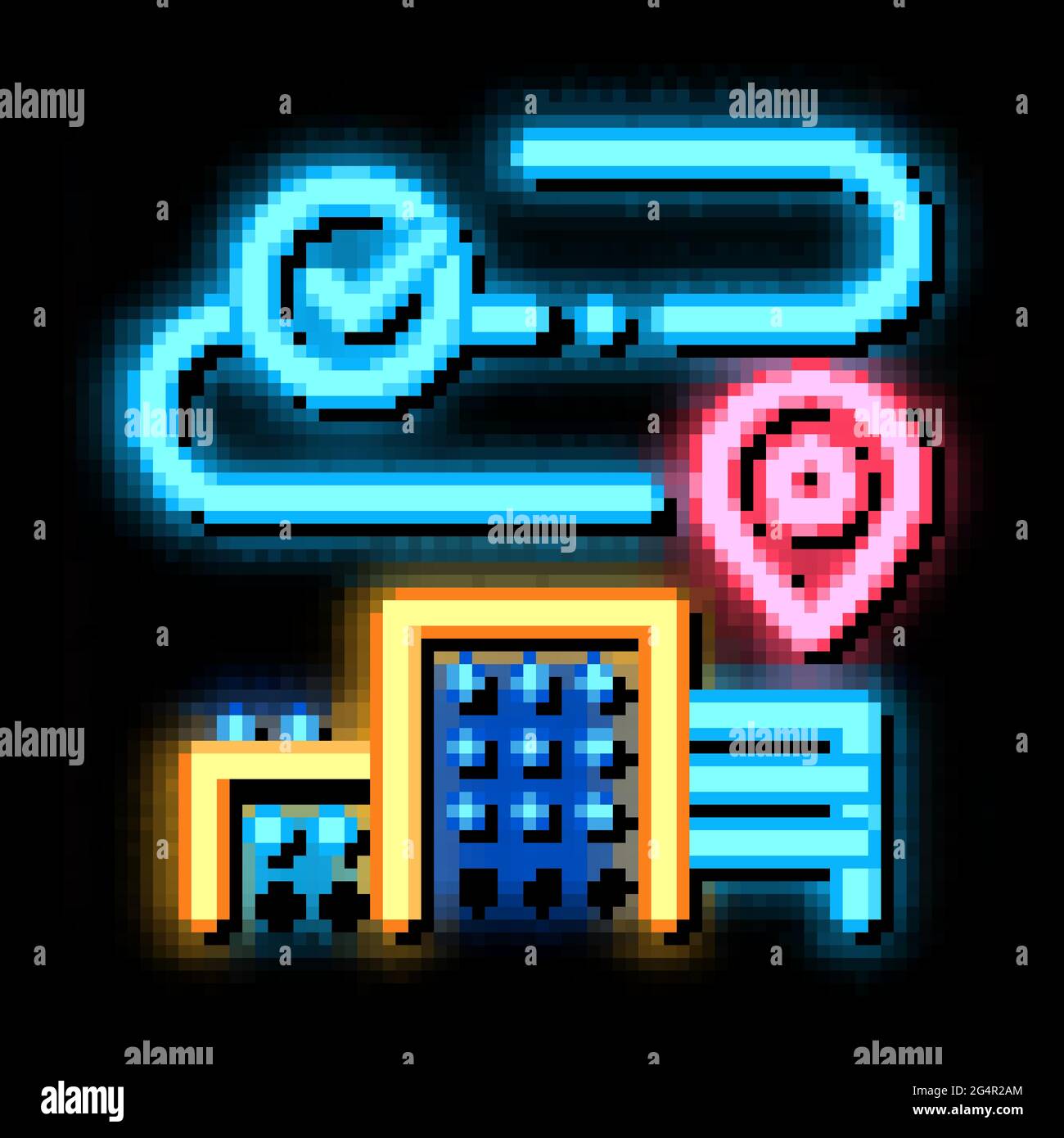 geolocation in residential buildings neon glow icon illustration Stock ...