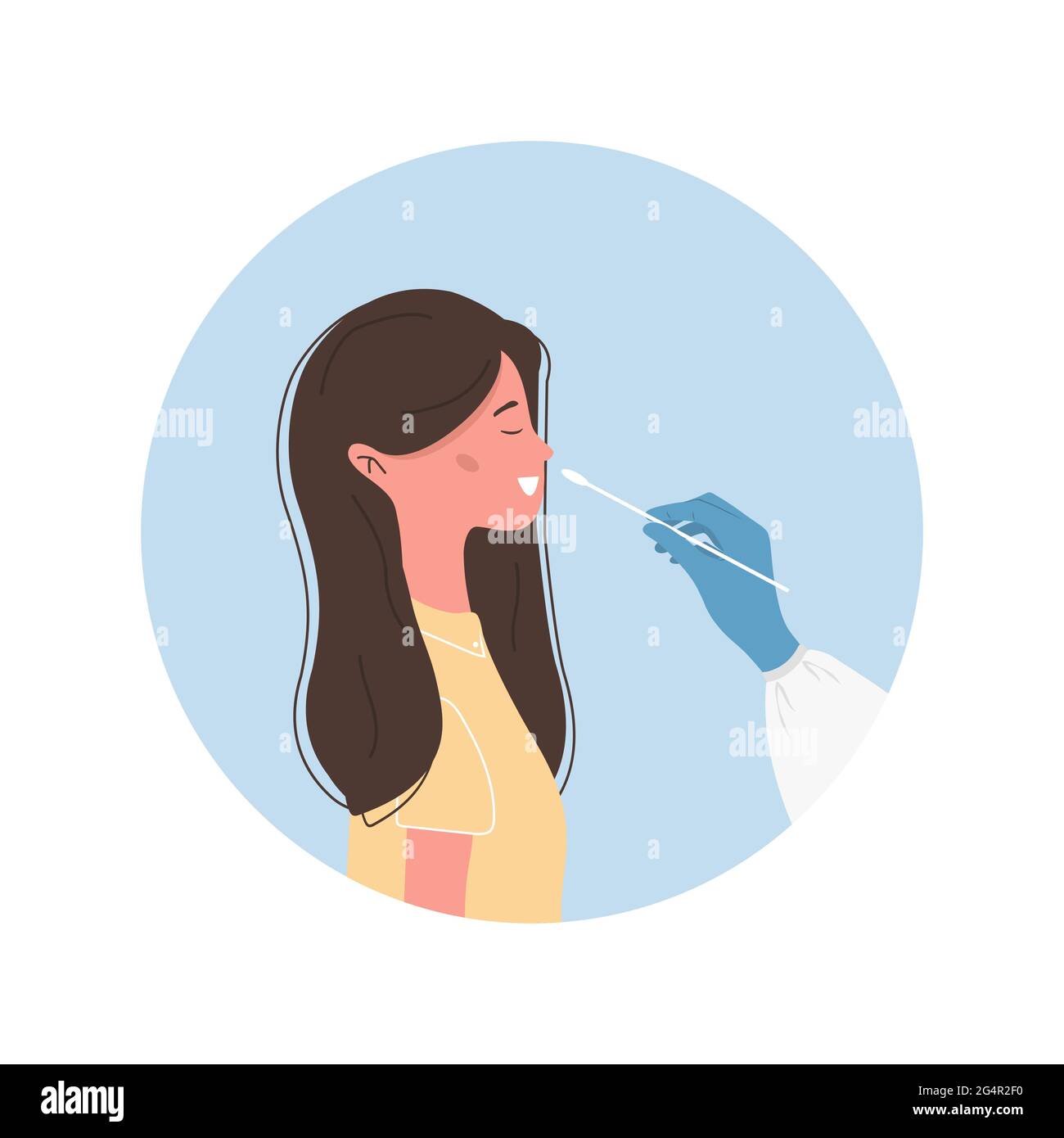 Woman does PCR test. Nasal swab laboratory analysis. Covid-19 ...