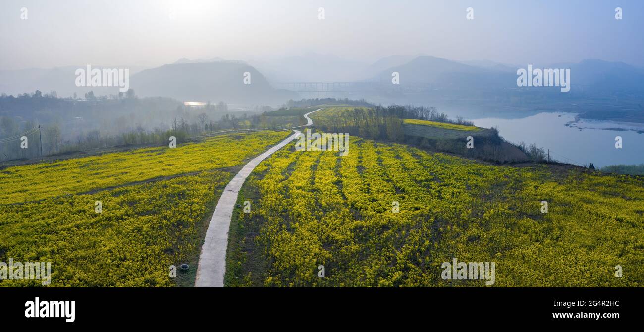 The western rural spring scenery in the morning Stock Photo - Alamy