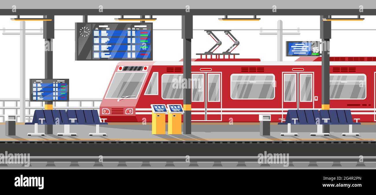 Modern Railway Station with High Speed Train Stock Vector Image & Art ...