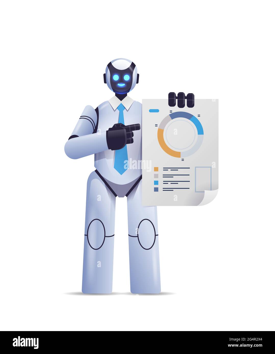 Modern Robot Analyzing Statistics Diagram Financial Data Analyzing