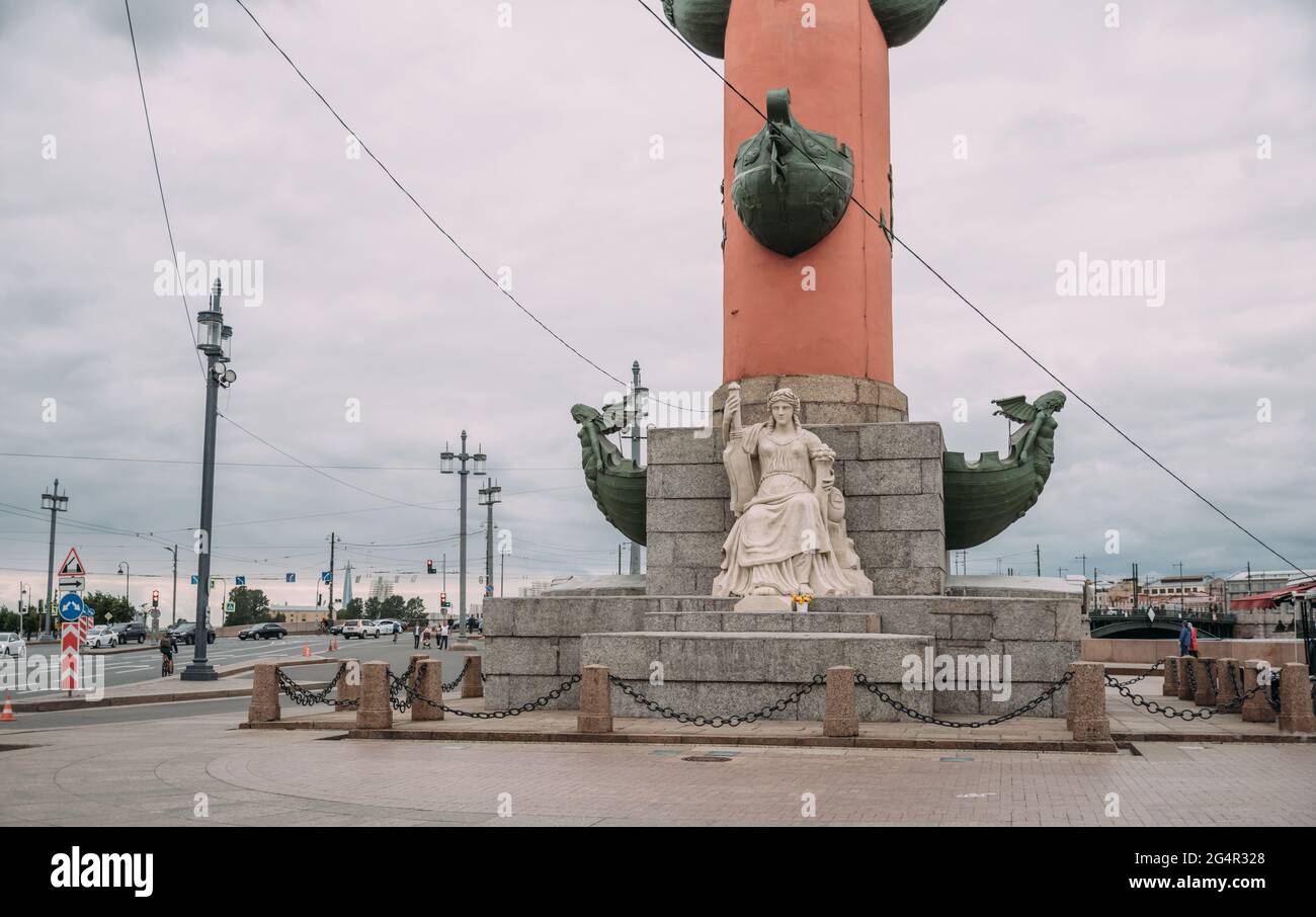 Rostral columns view of the Exchange bridge and the Petrogradskaya side ...