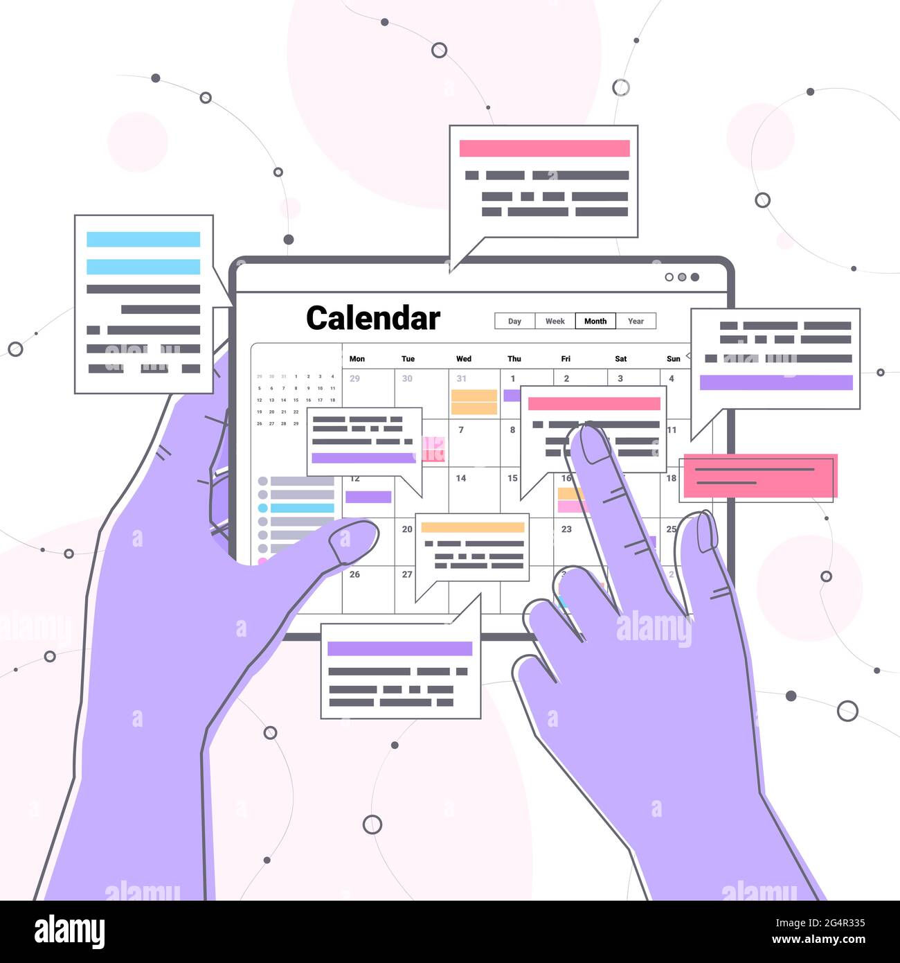 hands planning day scheduling appointment in online calendar app agenda ...