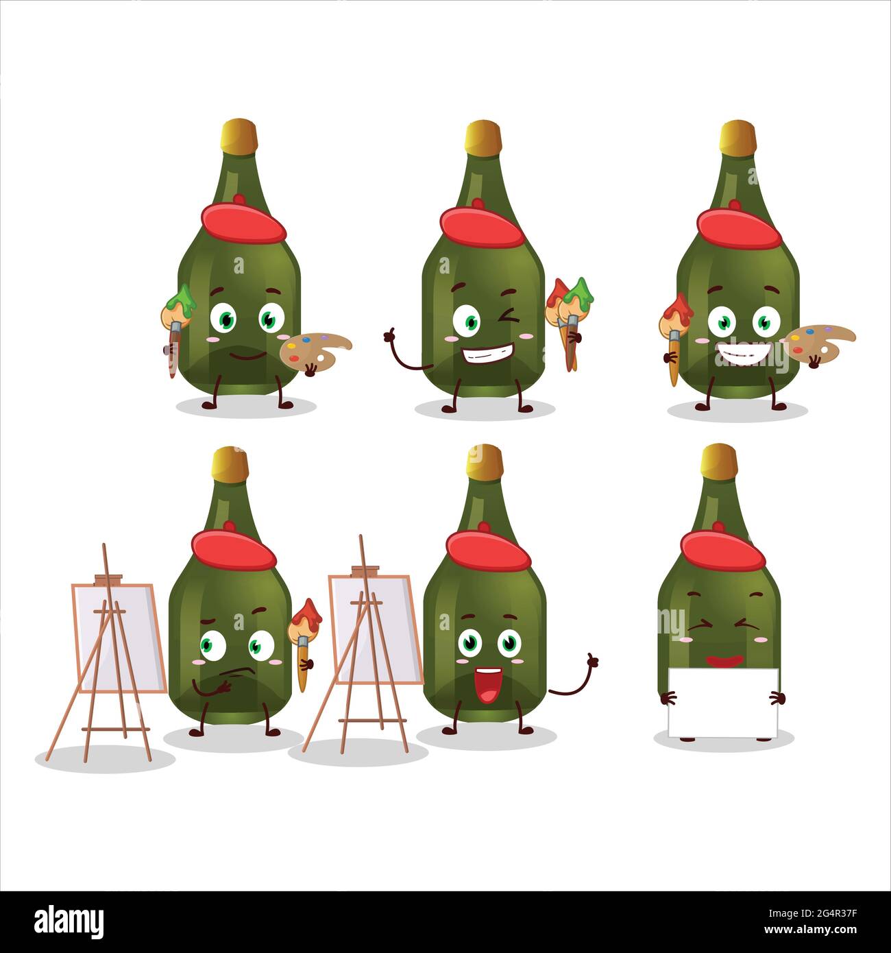 Artistic Artist of champagne cartoon character painting with a brush ...