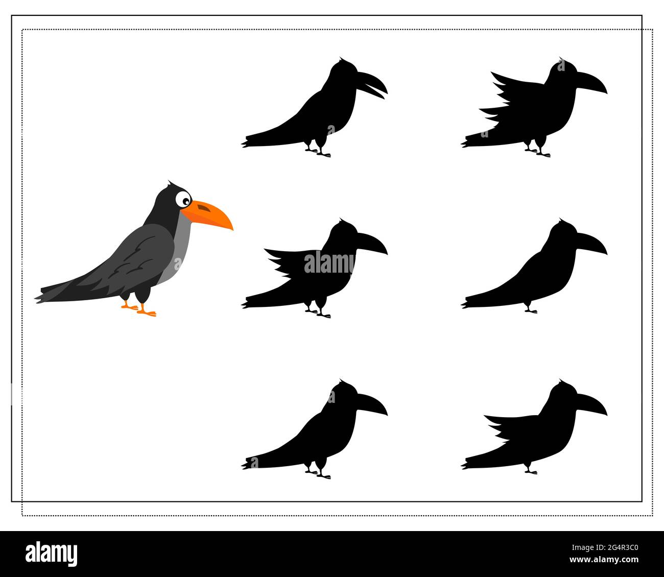 game for kids find the right crow shadow, Halloween. vector isolated on ...