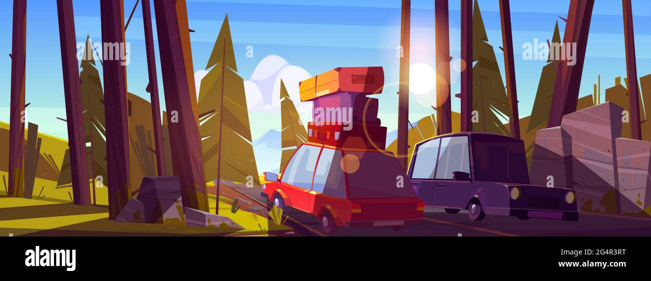 Car travel, road trip by automobile at summer vacation, auto with bags ...