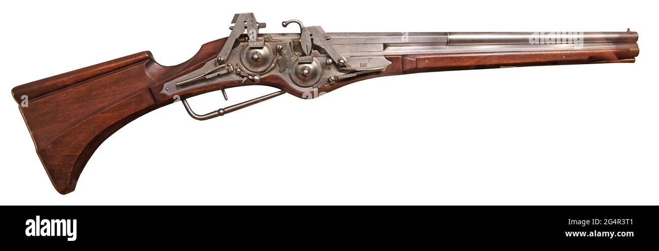 Ancient gun, ready to be used once again, isolated on white Stock Photo ...