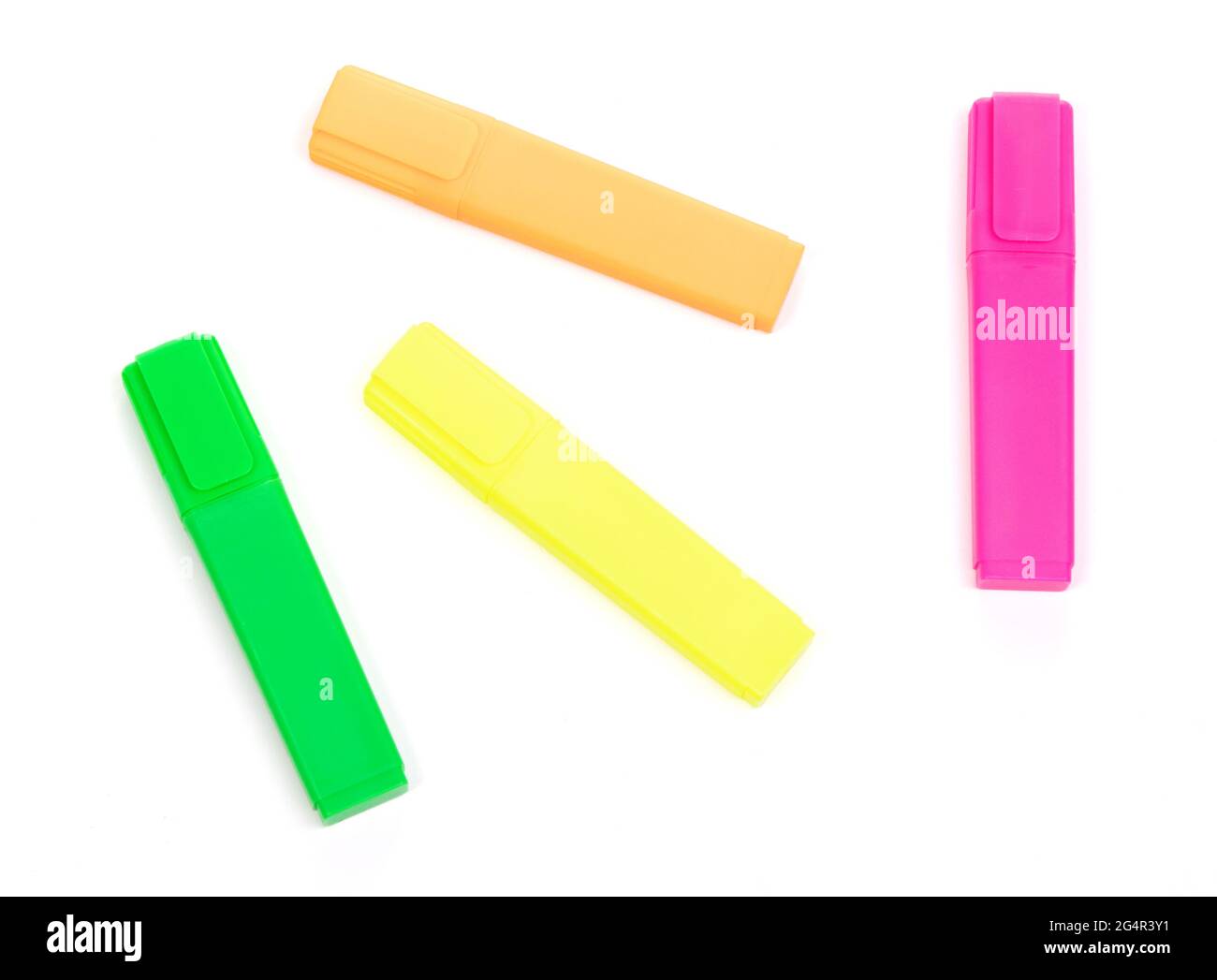 Colorful highlighter markers in various colors isolated over a white ...