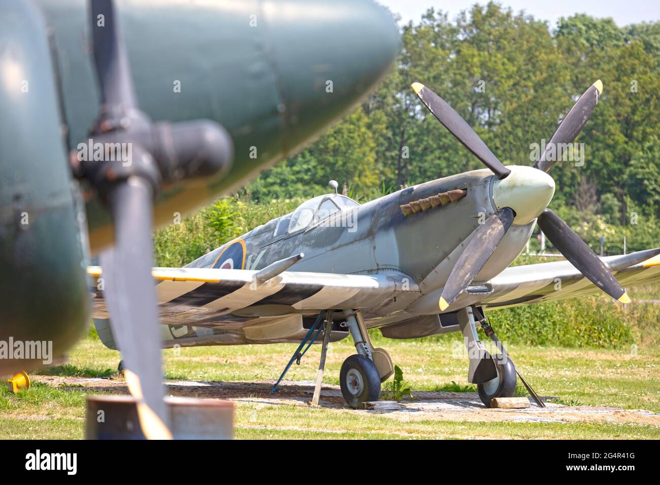 LELYSTAD, NETHERLANDS - June 16, 2021: Replica of a supermarine ...