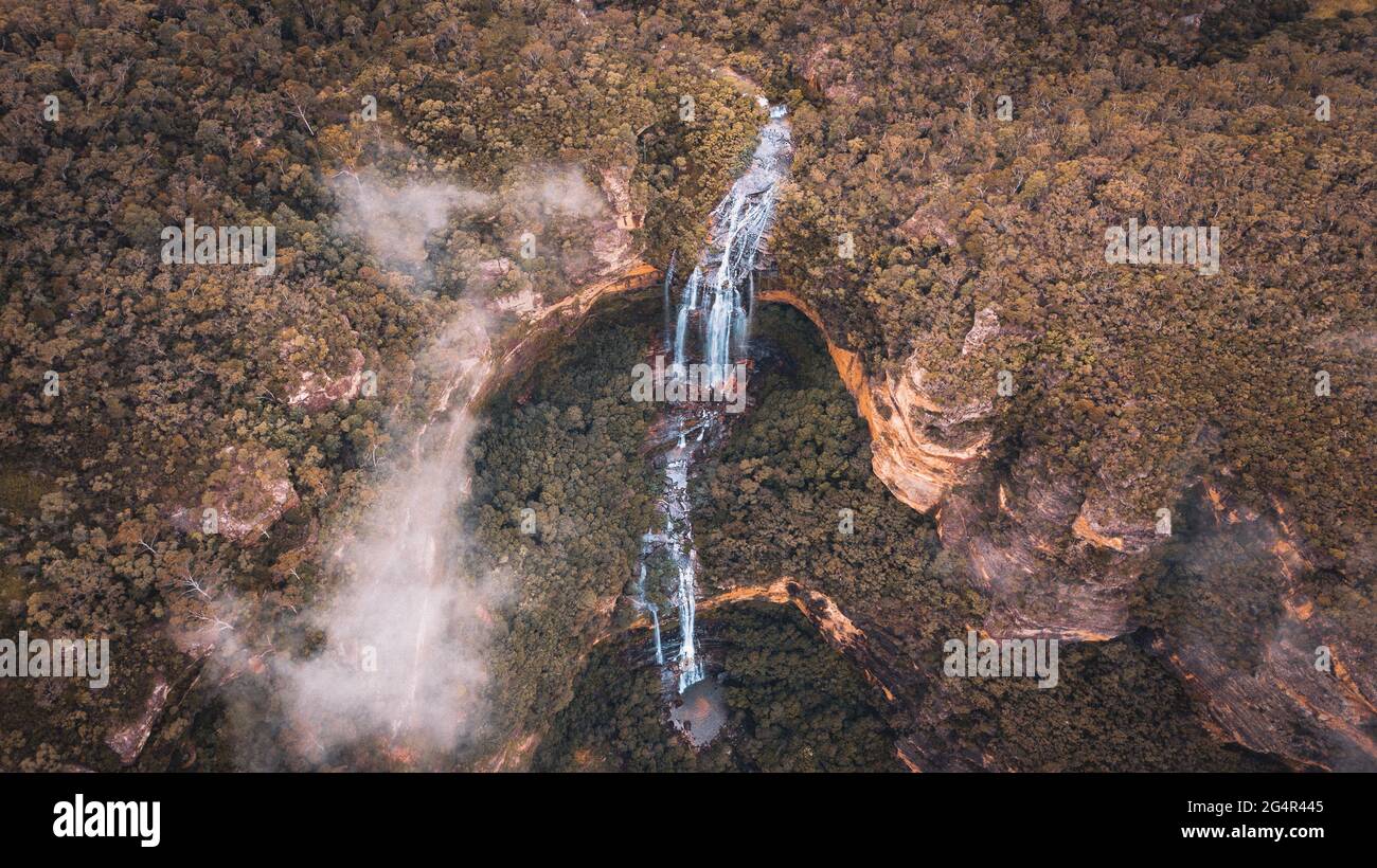 Drone birds eye view waterfall hi-res stock photography and images - Alamy