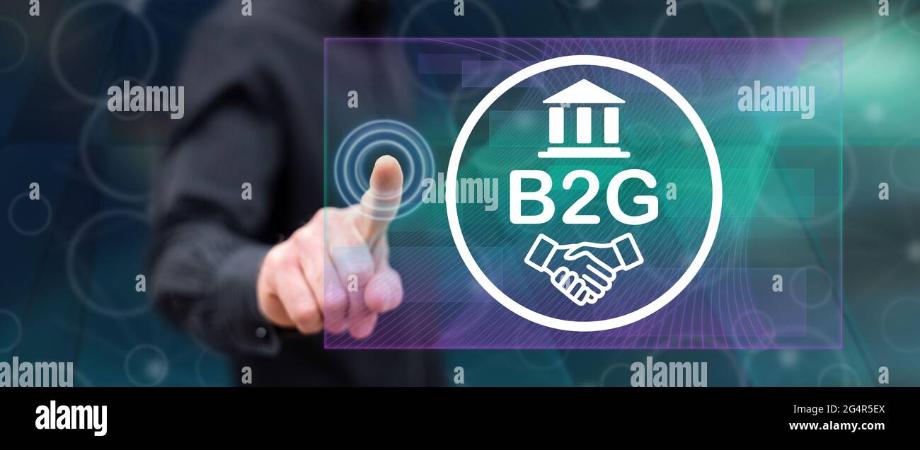 Man touching a b2g concept on a touch screen with his finger Stock ...