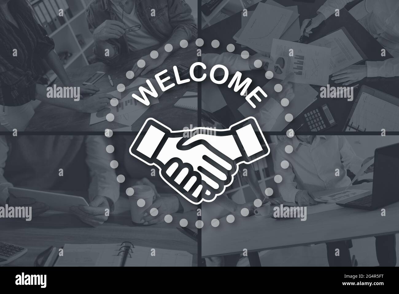 Introduction concept illustrated by pictures on background Stock Photo ...