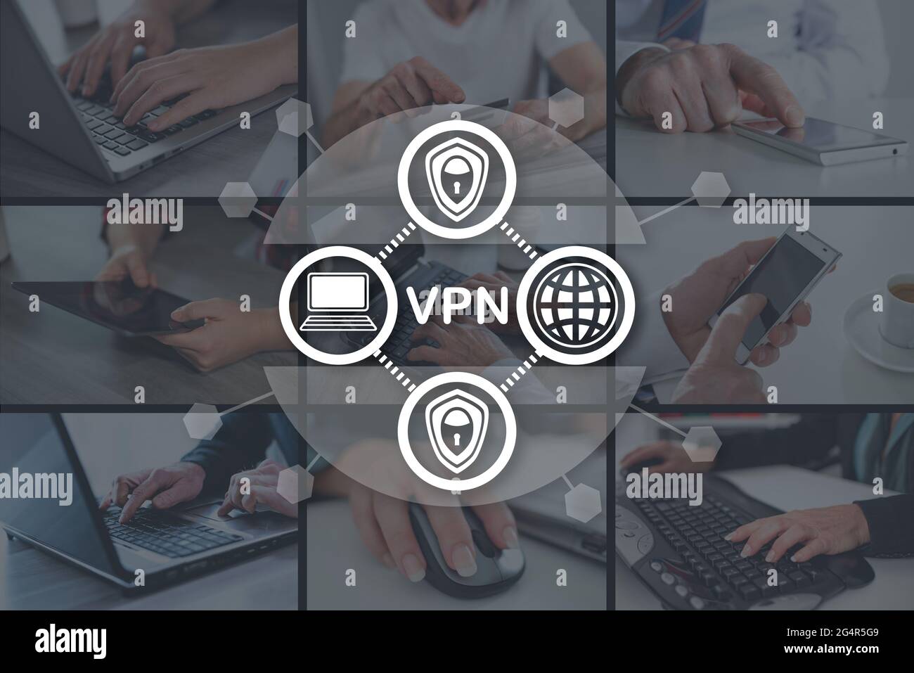 Vpn concept illustrated by pictures on background Stock Photo - Alamy