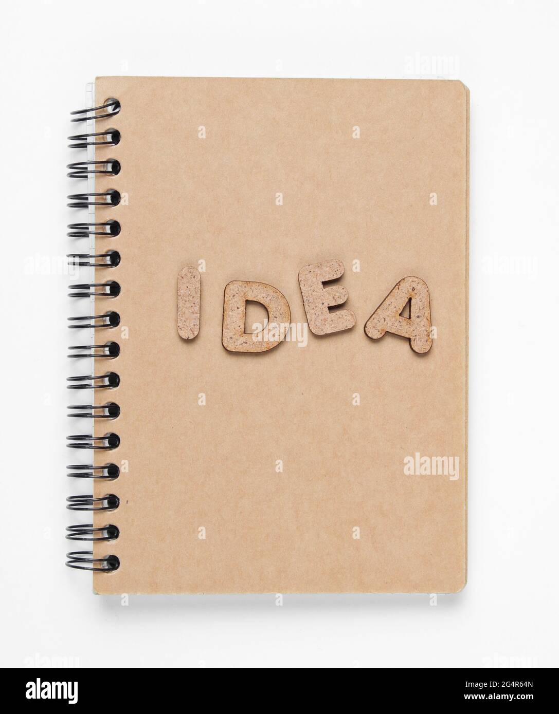 I have an idea! Notebook with craft paper with word idea on white ...