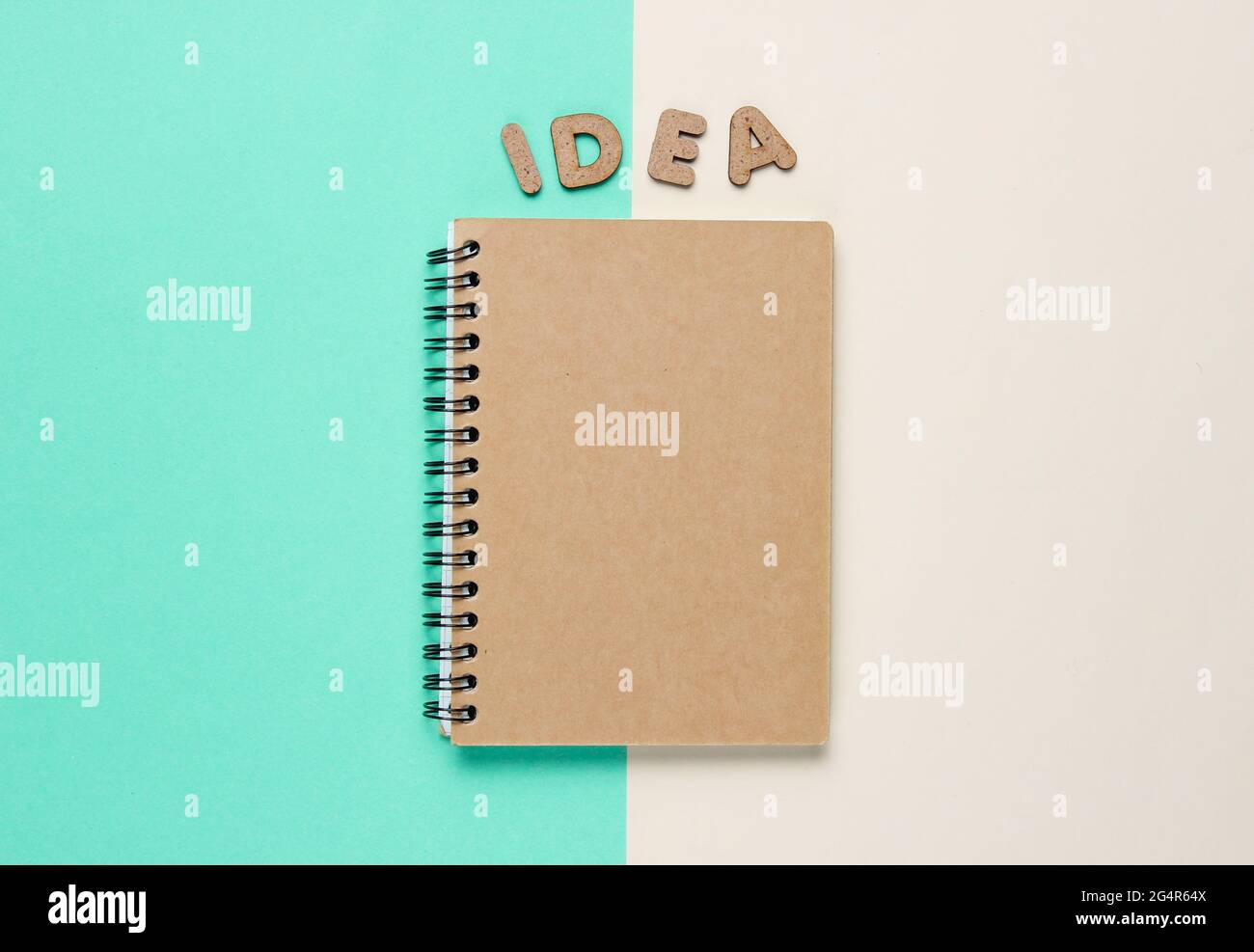 I have an idea! Notebook with craft paper with word idea on colored ...