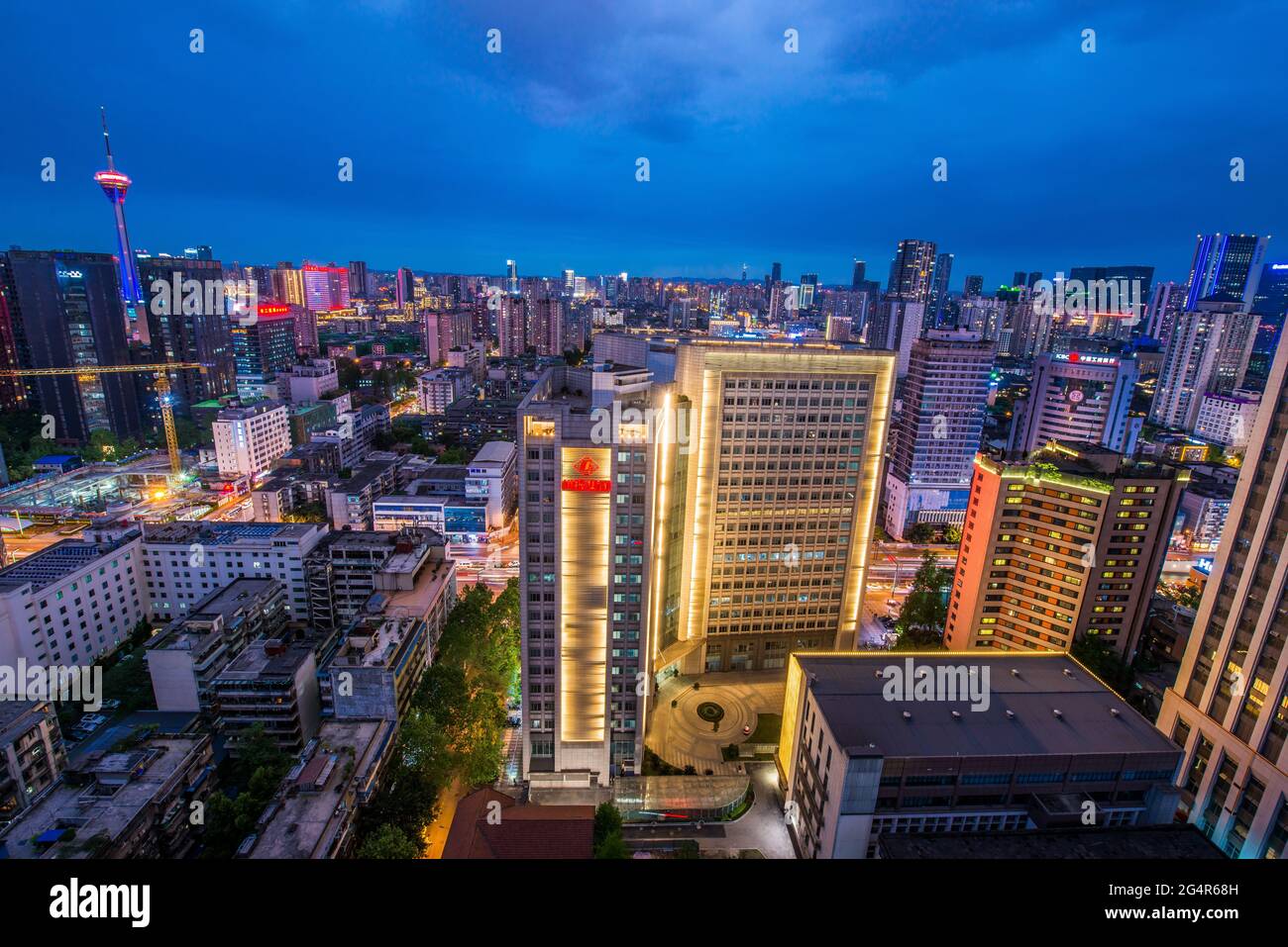 Sichuan and submitted to the building at night Stock Photo - Alamy