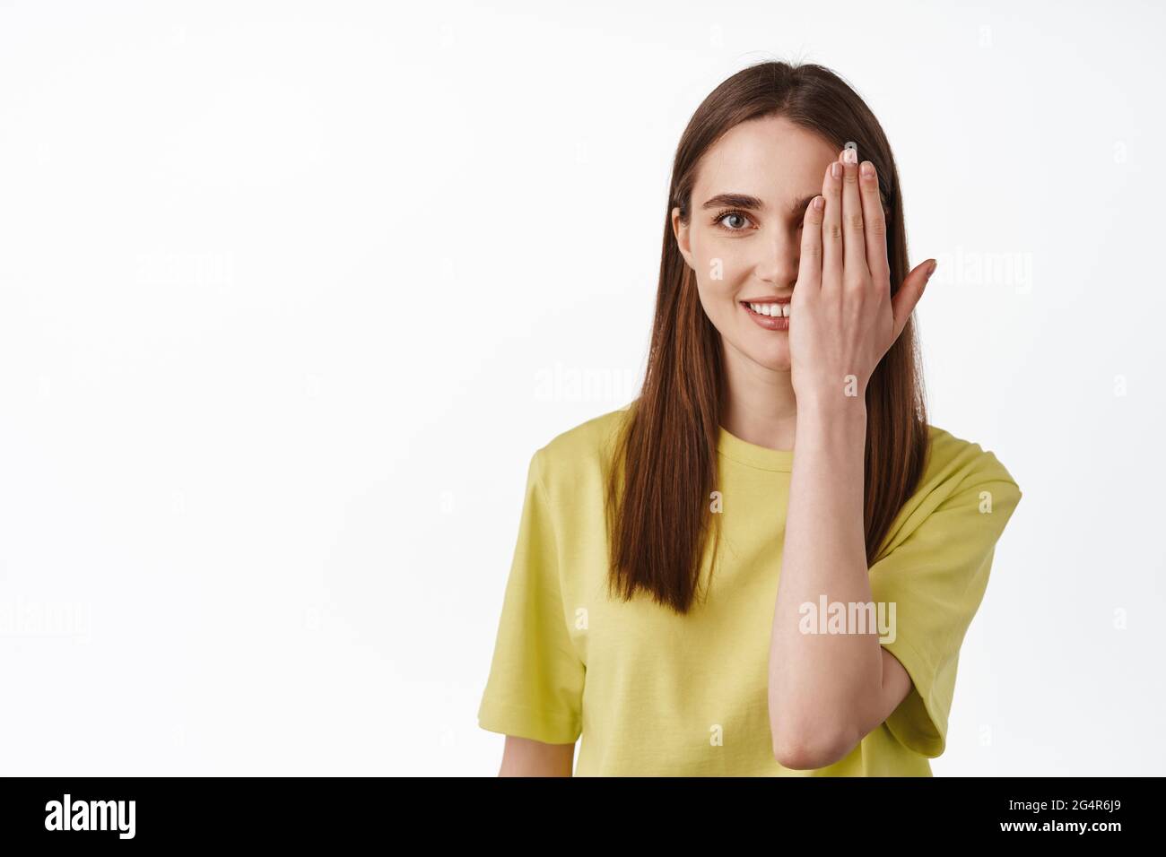 Half smiling face hi-res stock photography and images - Alamy