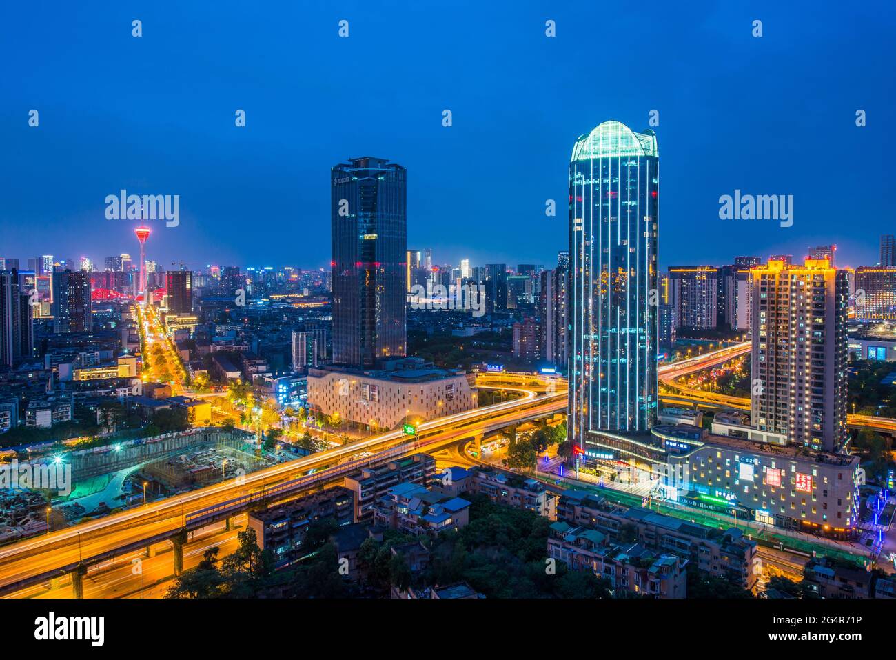 Night lights on chengdu road hi-res stock photography and images - Alamy