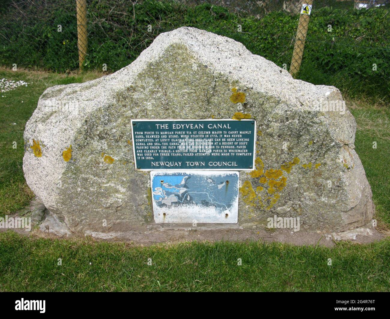St Columb Canal Edyvean's Canal information stone. Newquay. South west ...