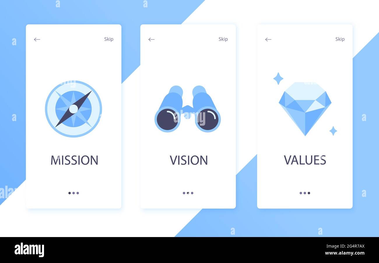 Mission, vision and values flat style design icons signs web concepts ...