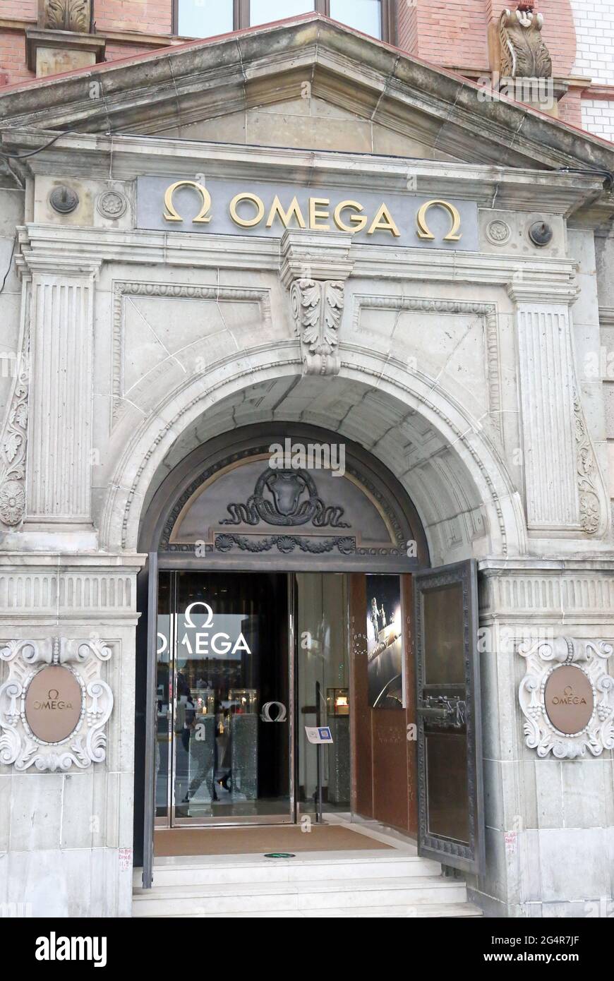 SHANGHAI, CHINA - APRIL 19, 2021 - An Omega watch shop in a historic ...