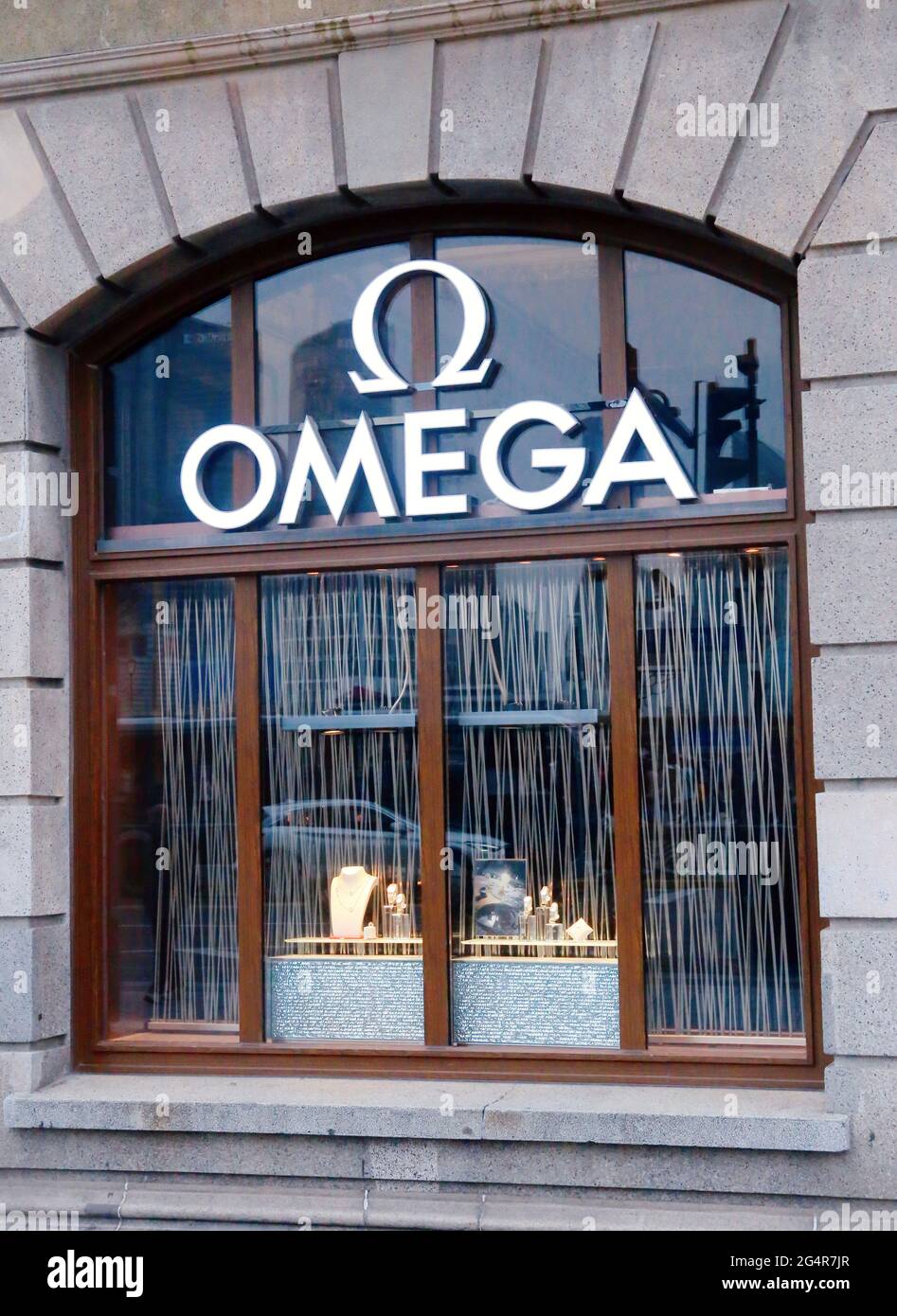 SHANGHAI, CHINA - APRIL 19, 2021 - An Omega watch shop in a historic ...