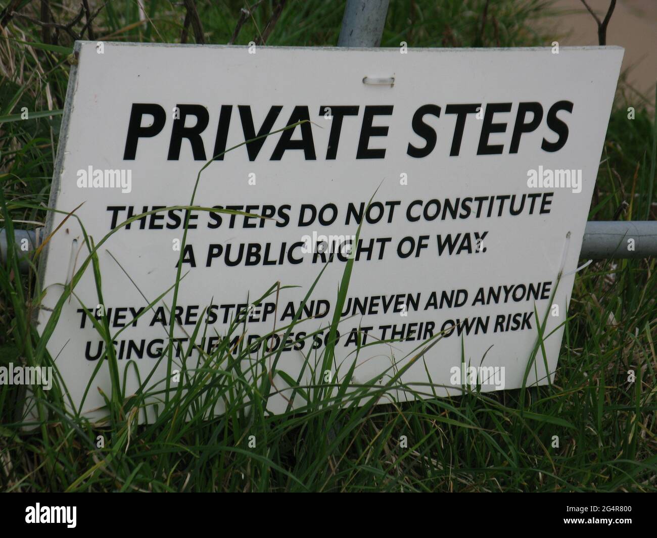 Private steps sign. Porthcothan Bay. South west coast path. North ...