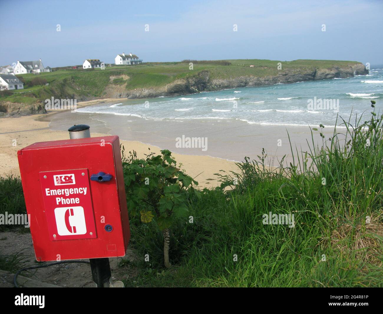 Red Emergency phone. South west coast path. North Cornwall. West ...