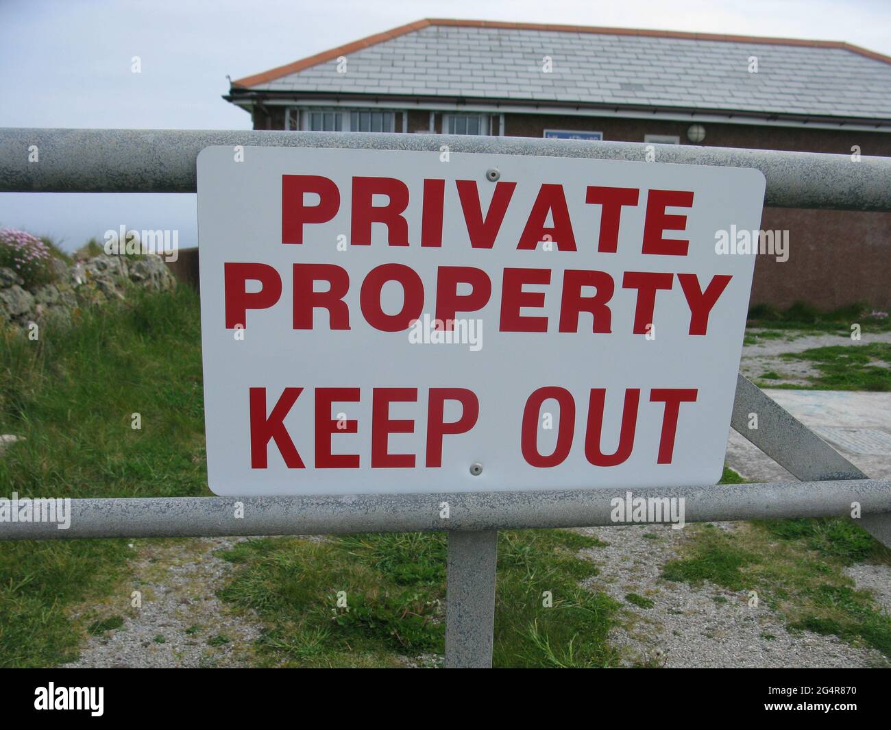 Private property keep out sign. South west coast path. North Cornwall ...