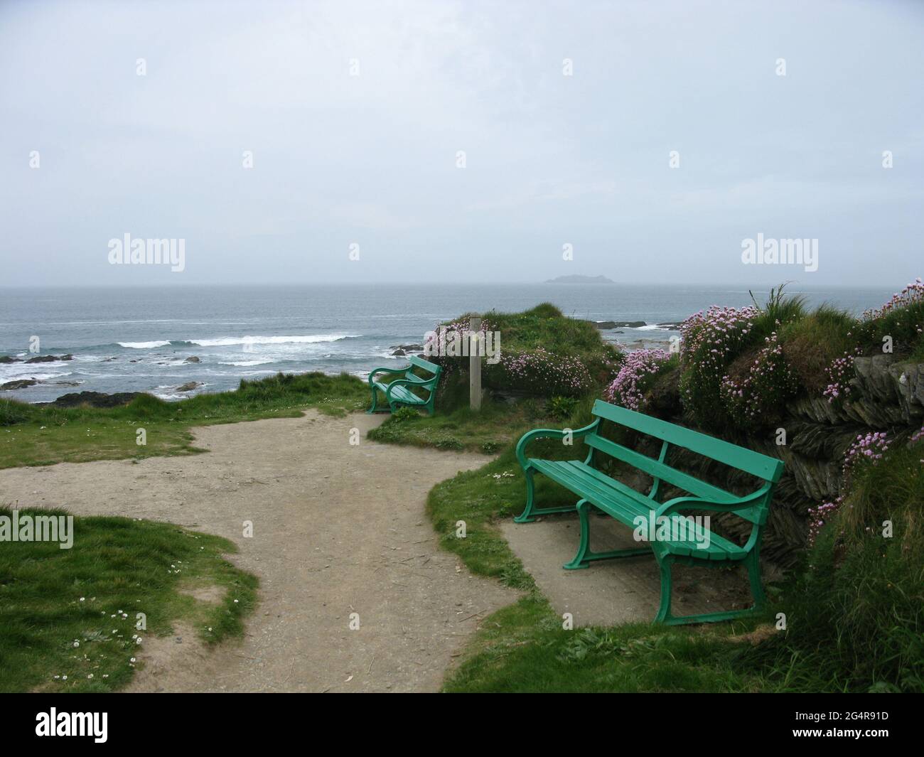 Bench. South west coast path. North Cornwall. West country. England. UK ...